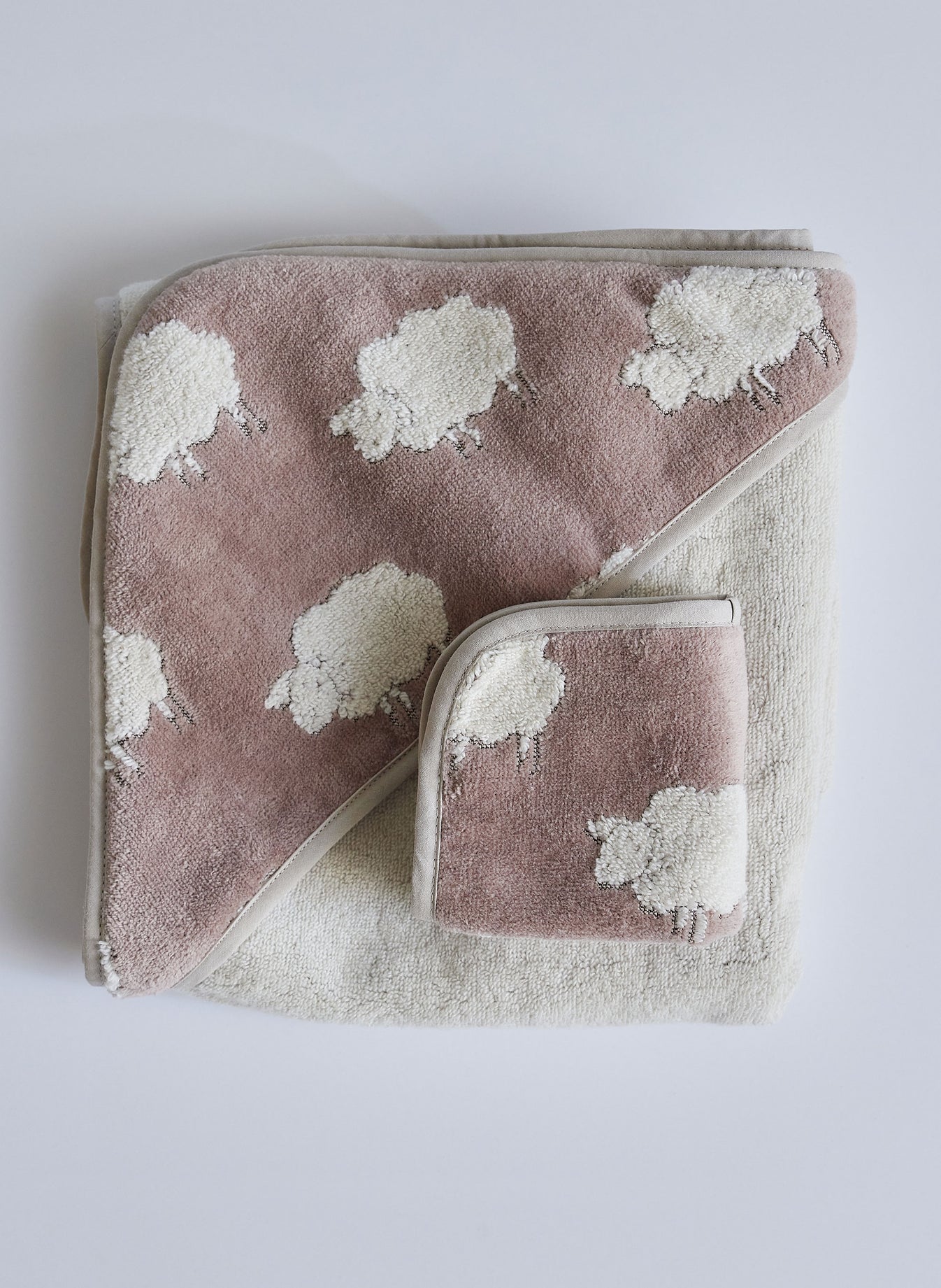 Sweet Sheep Jacquard Hooded Towel and Washcloth Set – Timo & Violet