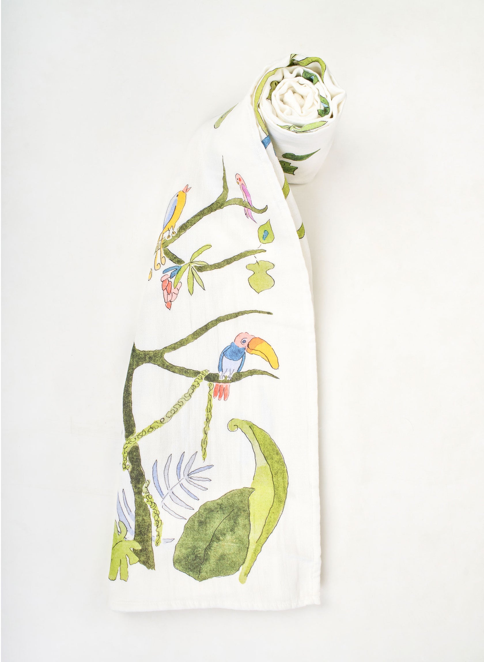 Organic Cotton Shawl Blanket - Tropical Chinoiserie | Timo & Violet