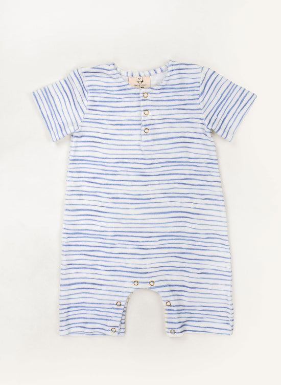 Walker Terry Romper - Wave Stripe | Organic Cotton Baby Romper | Timo ...