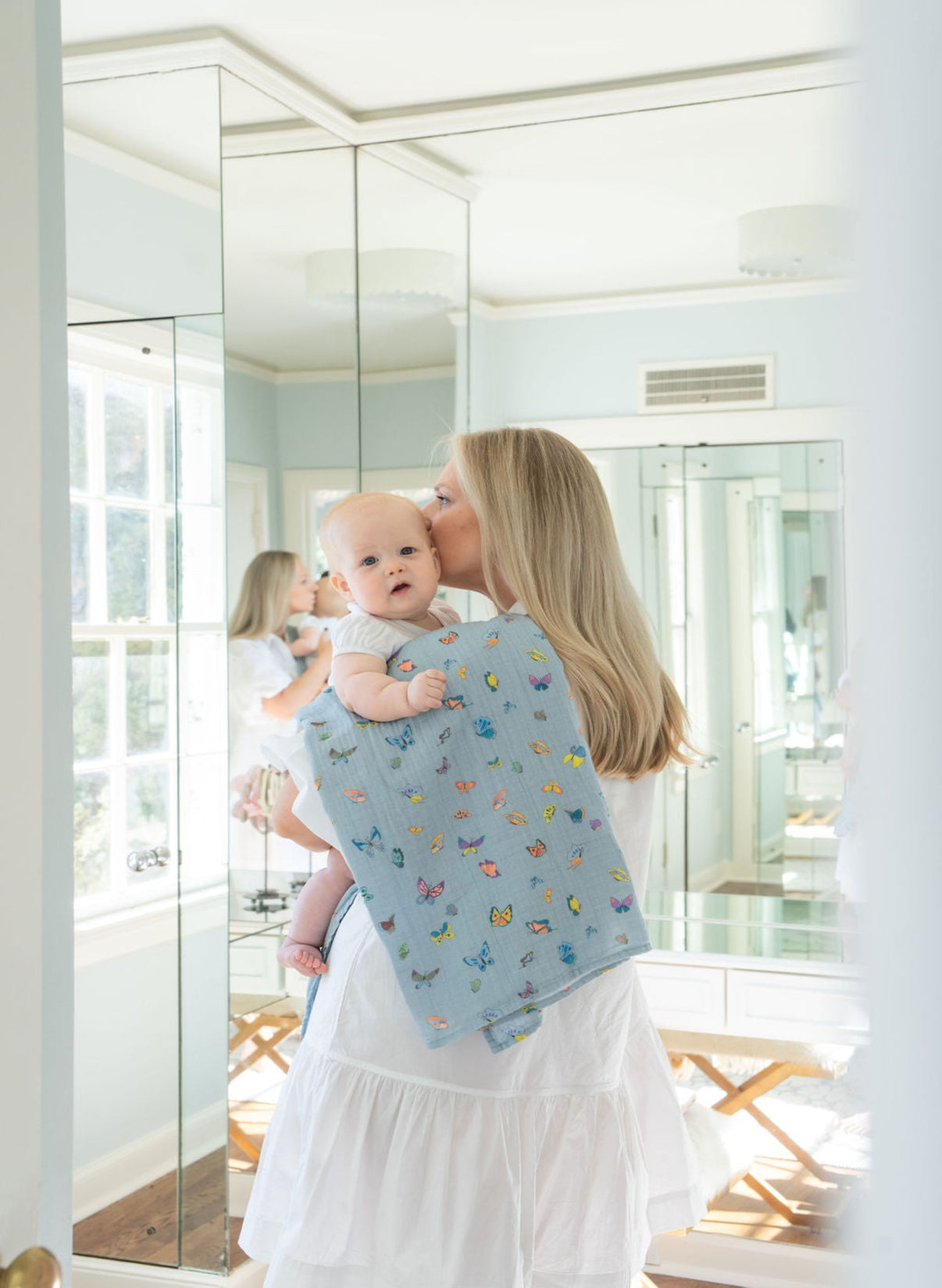 Blue Madame Butterfly Shawl Blanket, Swaddles – Timo & Violet